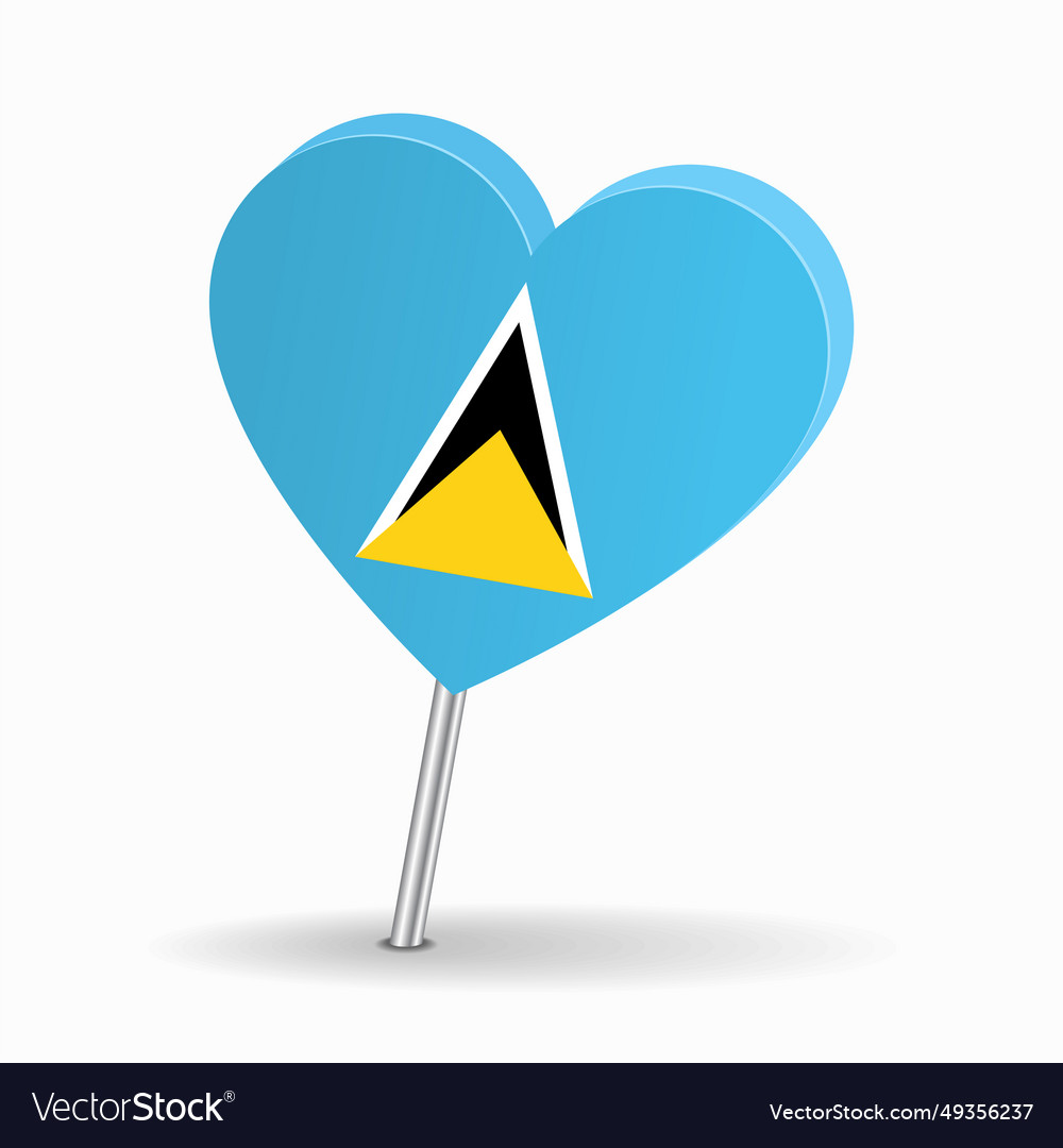 Saint lucia flag heart-shaped map pointer layout Vector Image