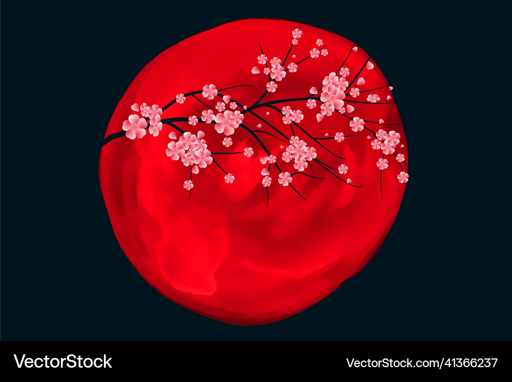 Sakura tree flowers japanese traditional Vector Image
