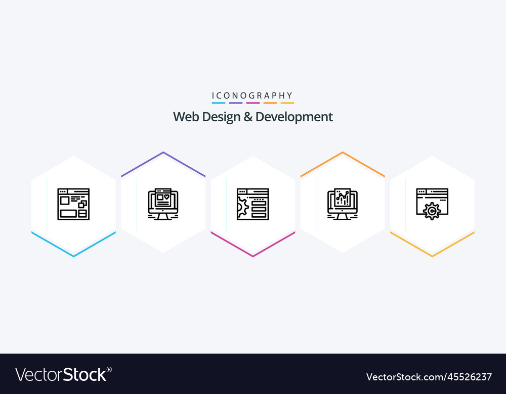 Web design and development 25 line icon pack Vector Image Web design and development 25 line icon pack Vector Image