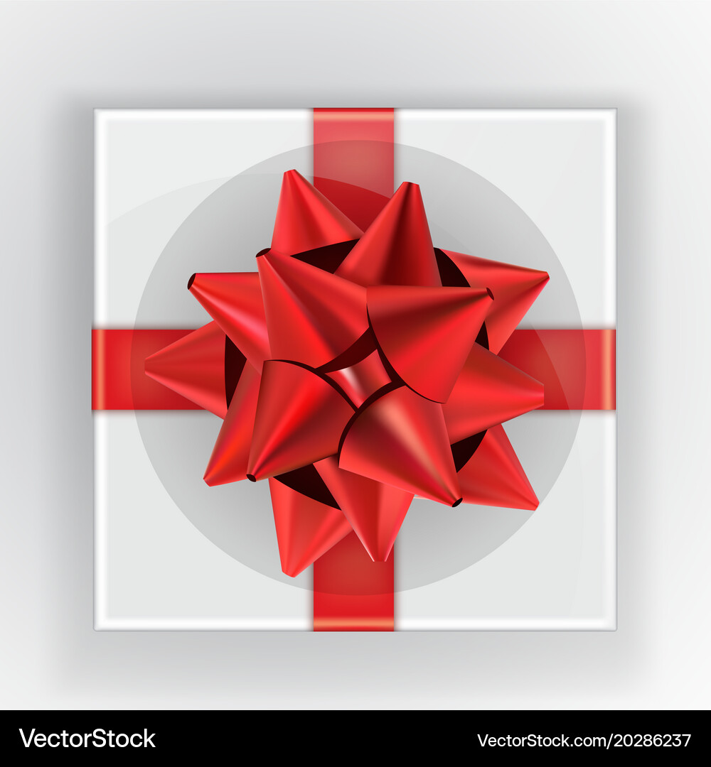 White square gift box with red ribbon and bow red Vector Image