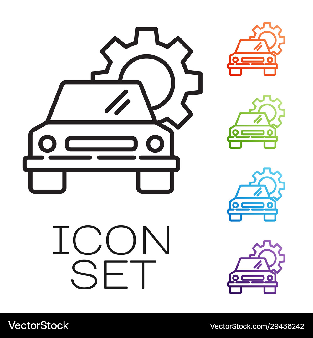 Black line car service icon isolated on white Vector Image