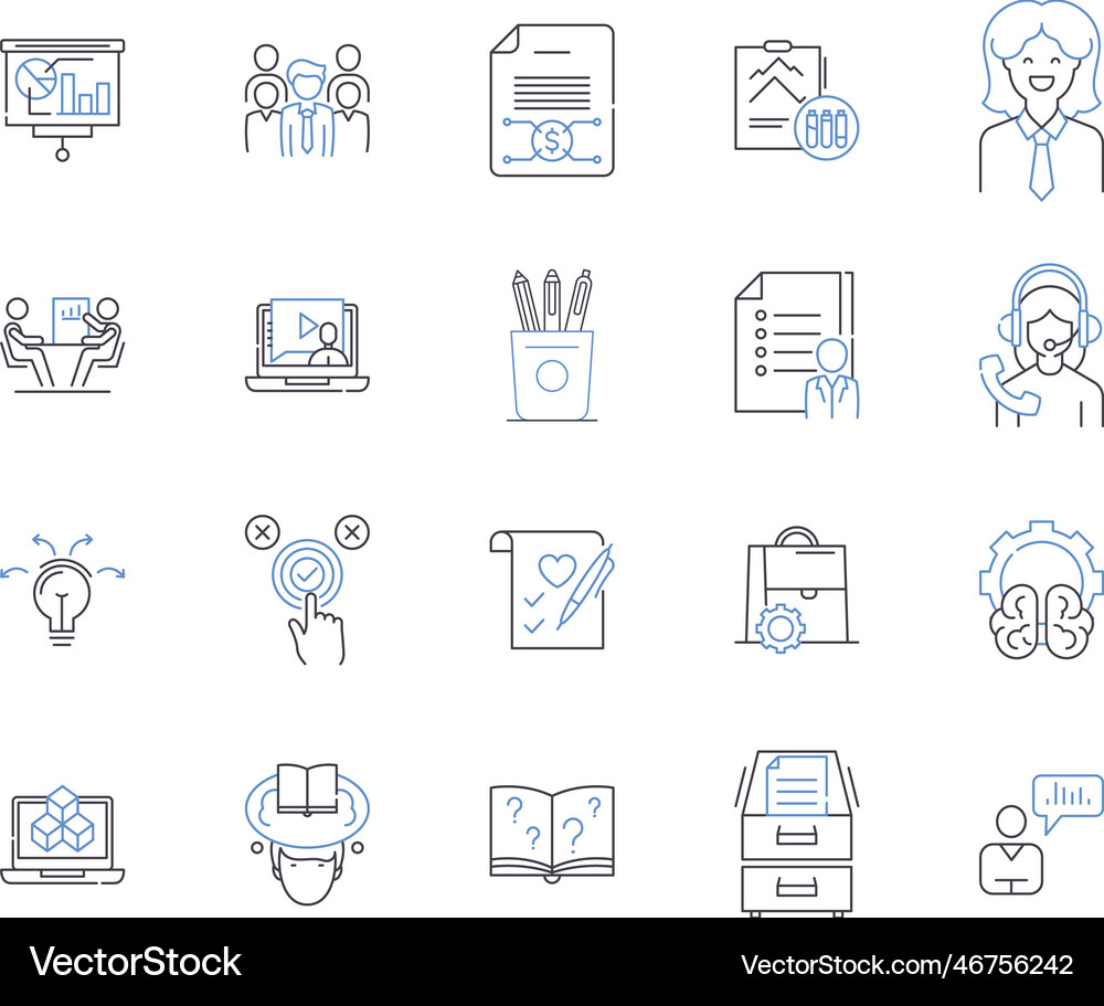 Business process outline icons collection Vector Image
