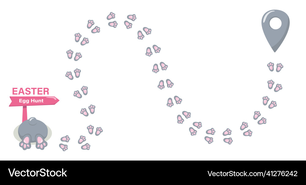 Easter bunny foot print direction point for egg Vector Image