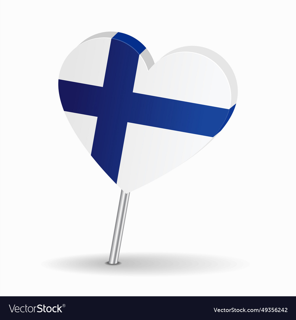 Finnish flag heart-shaped map pointer layout Vector Image