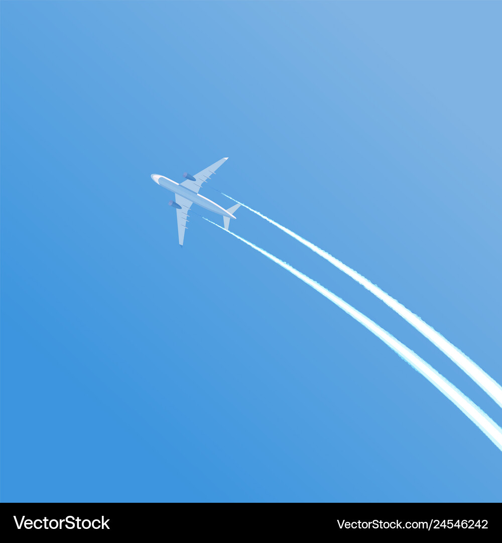 Flight of the plane in sky Royalty Free Vector Image