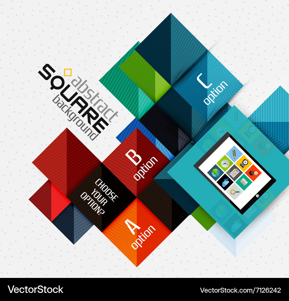 Geometric square shapes and infographic option Vector Image