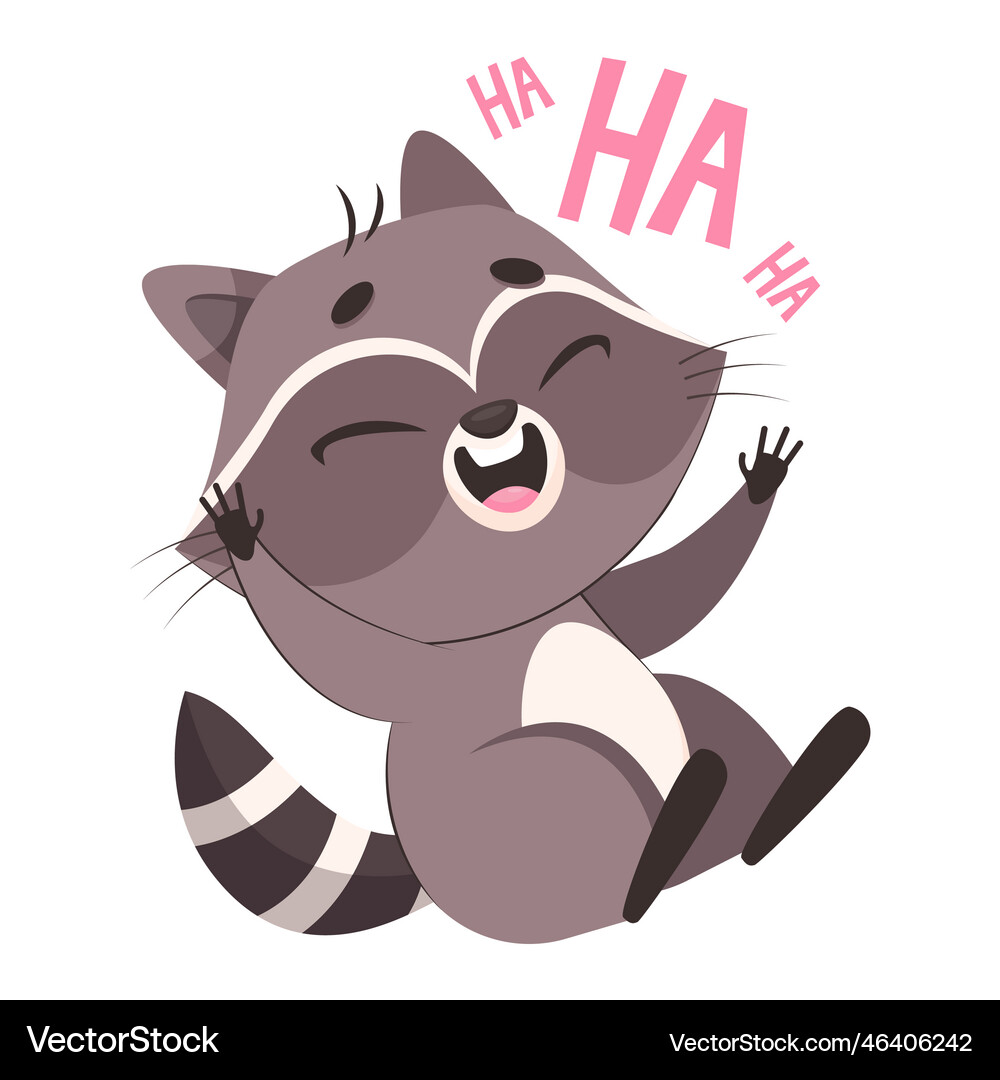 Happy racoon laughing cartoon Royalty Free Vector Image