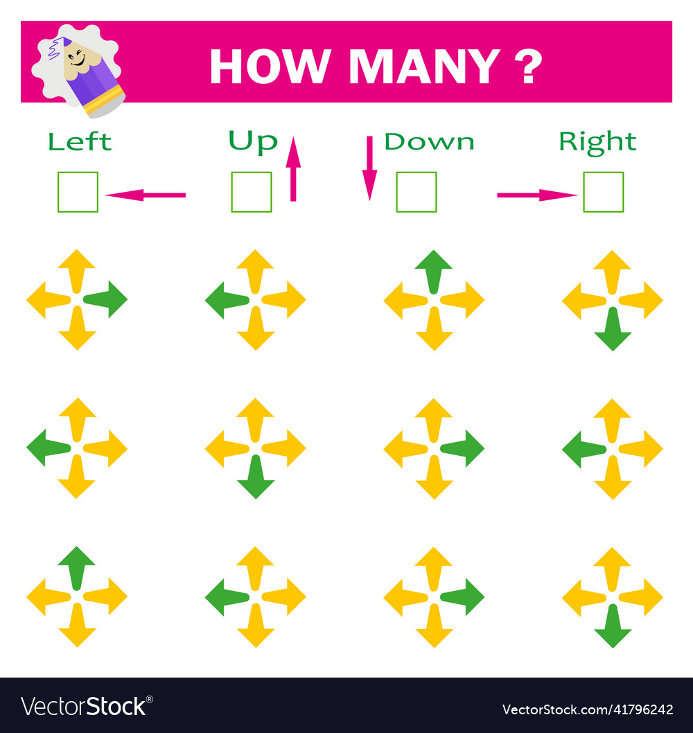 Left or right up down logic game for kids Vector Image