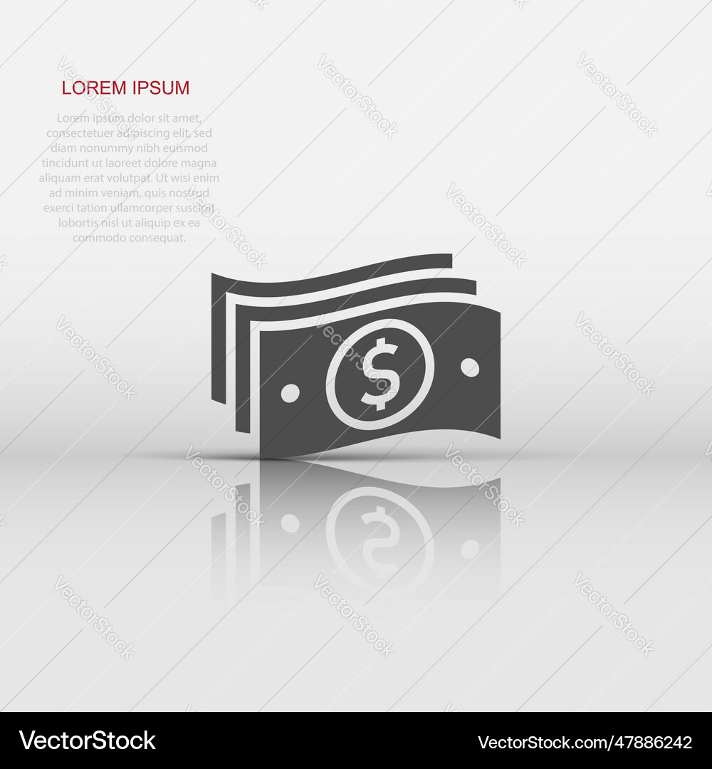 Money stack icon in flat style exchange cash on Vector Image