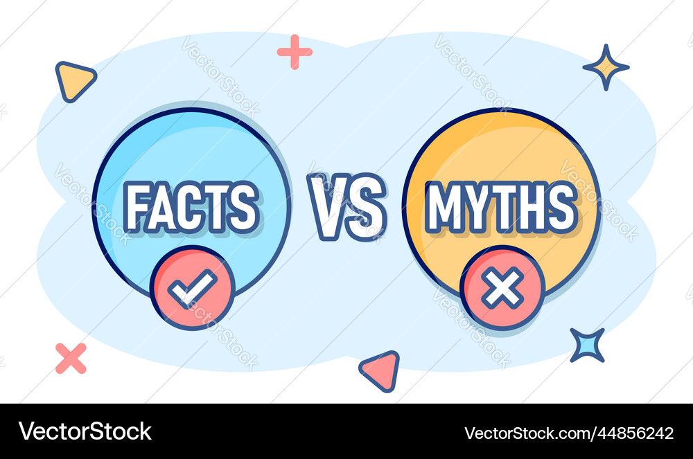 Myths vs facts icon in comic style true or false Vector Image