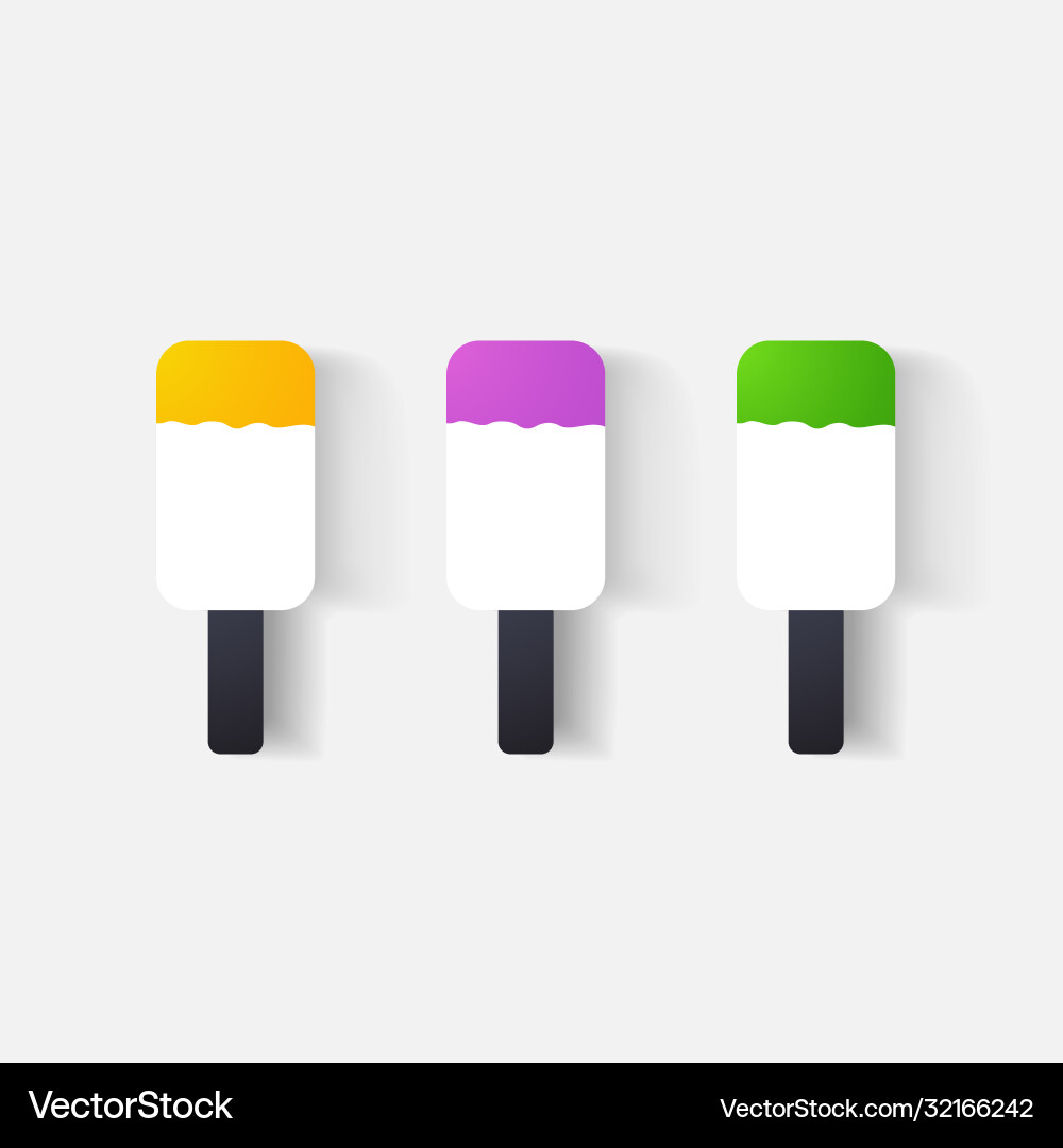 Paper clipped sticker ice cream Royalty Free Vector Image