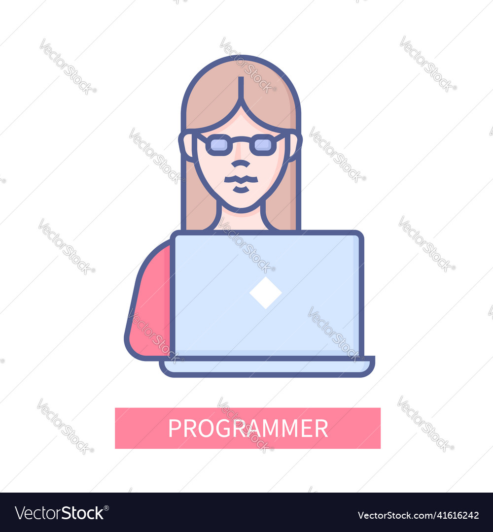 Programmer - modern colored line design style icon