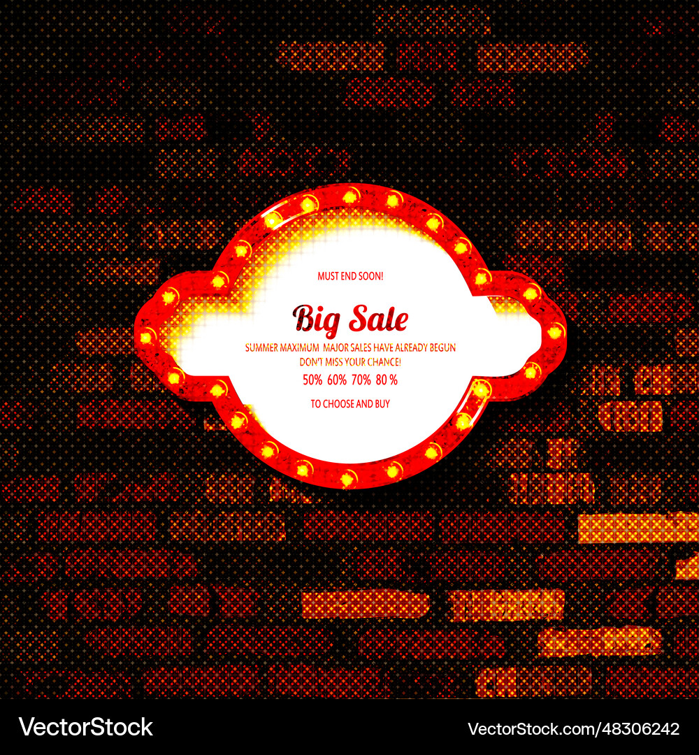 Retro light sign vintage style banner Royalty Free Vector