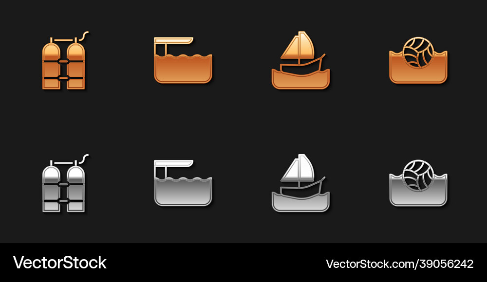 Set aqualung diving board or springboard yacht Vector Image