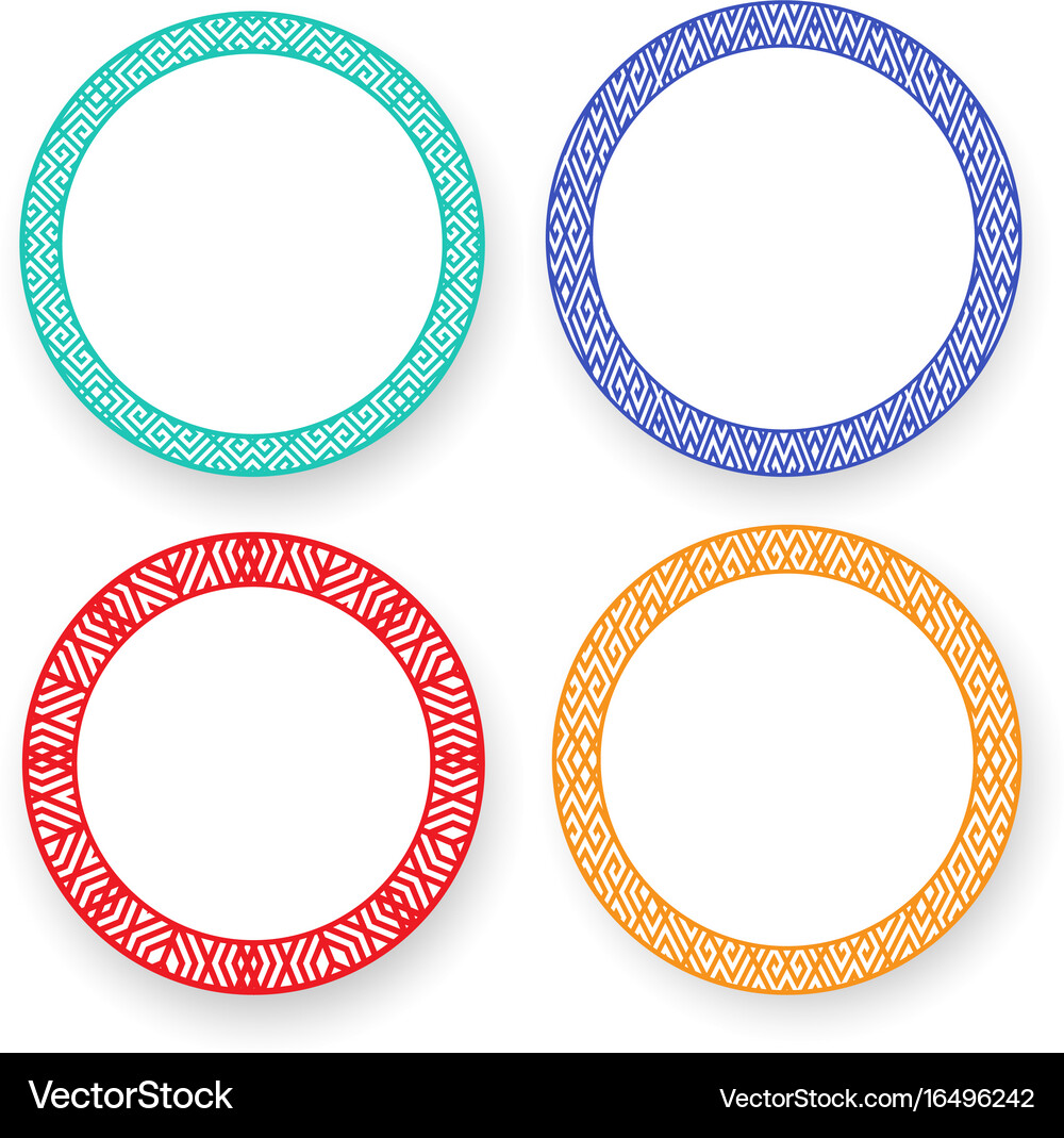 Set of white dish with chinese pattern isolated Vector Image