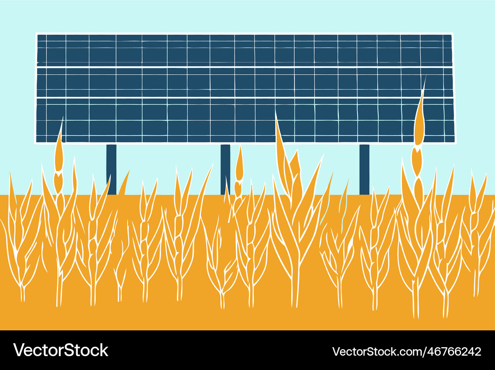 Solar energy panels on a field Royalty Free Vector Image