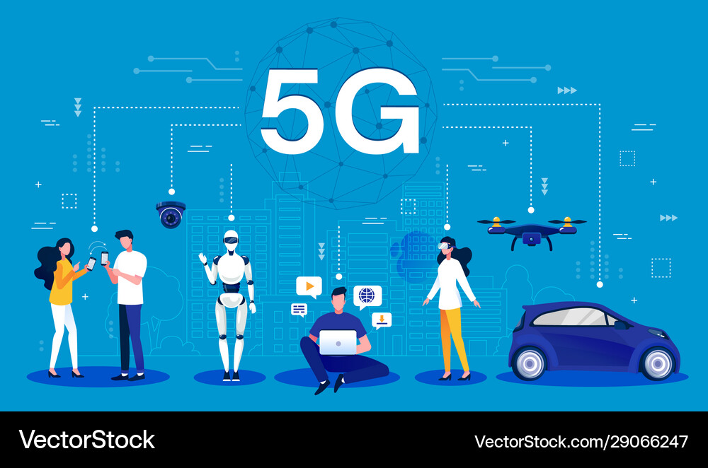 5g concept cartoon infographic a wireless Vector Image