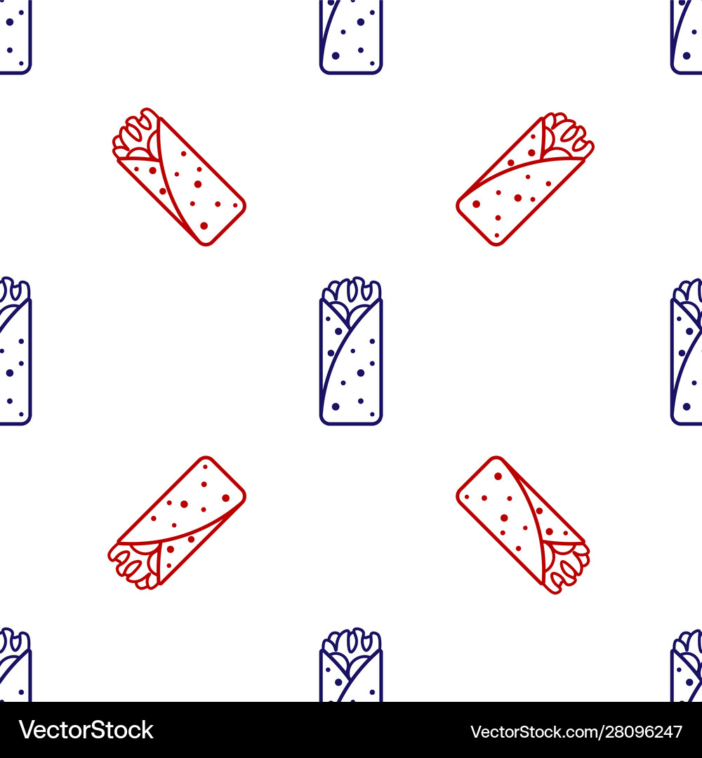 Blue and red burrito icon isolated seamless Vector Image