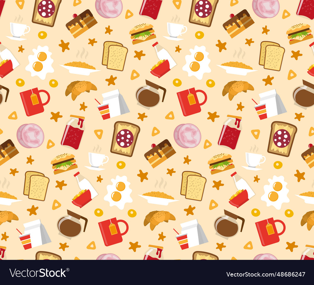 Breakfast seamless pattern Royalty Free Vector Image