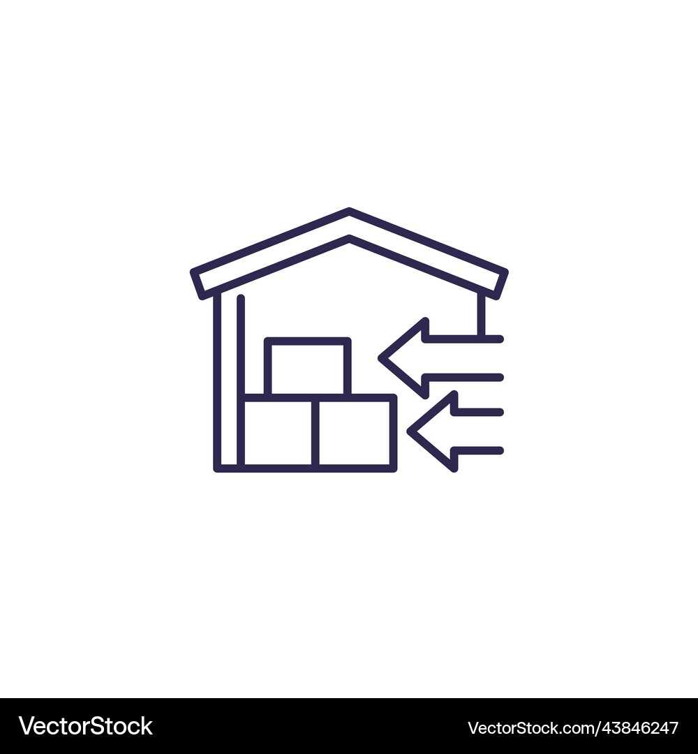 Depot move to warehouse line icon Royalty Free Vector Image