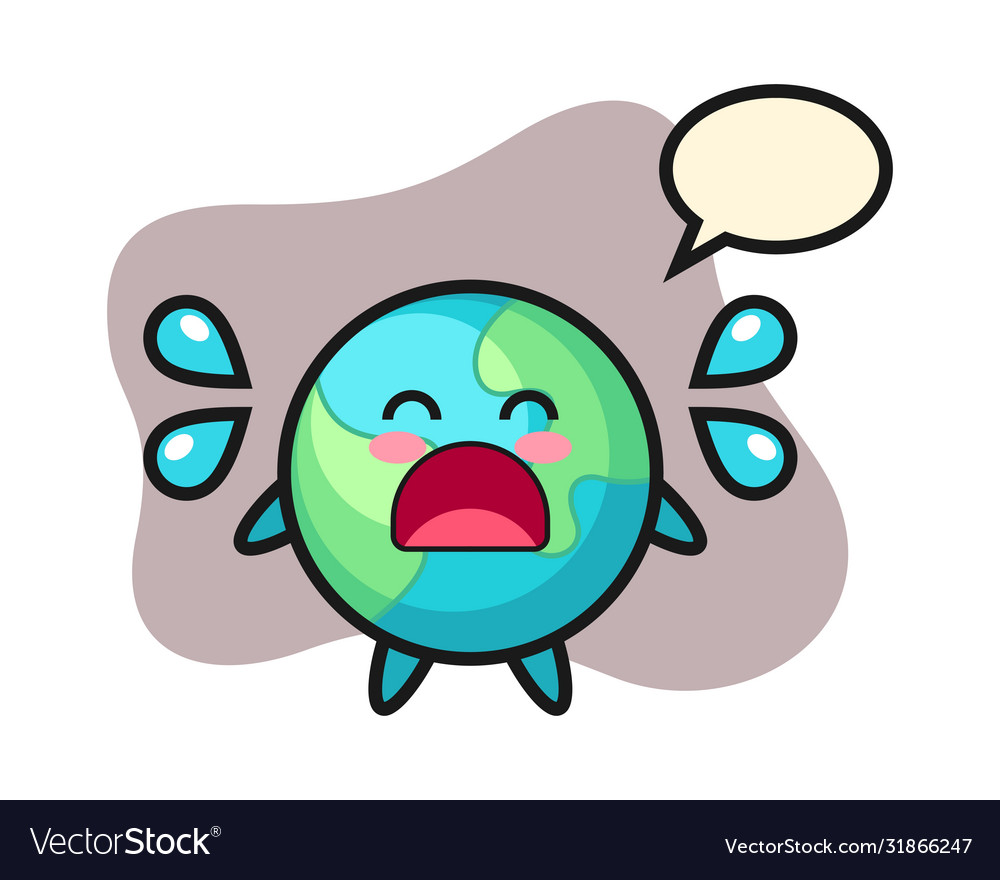 Earth cartoon crying Royalty Free Vector Image