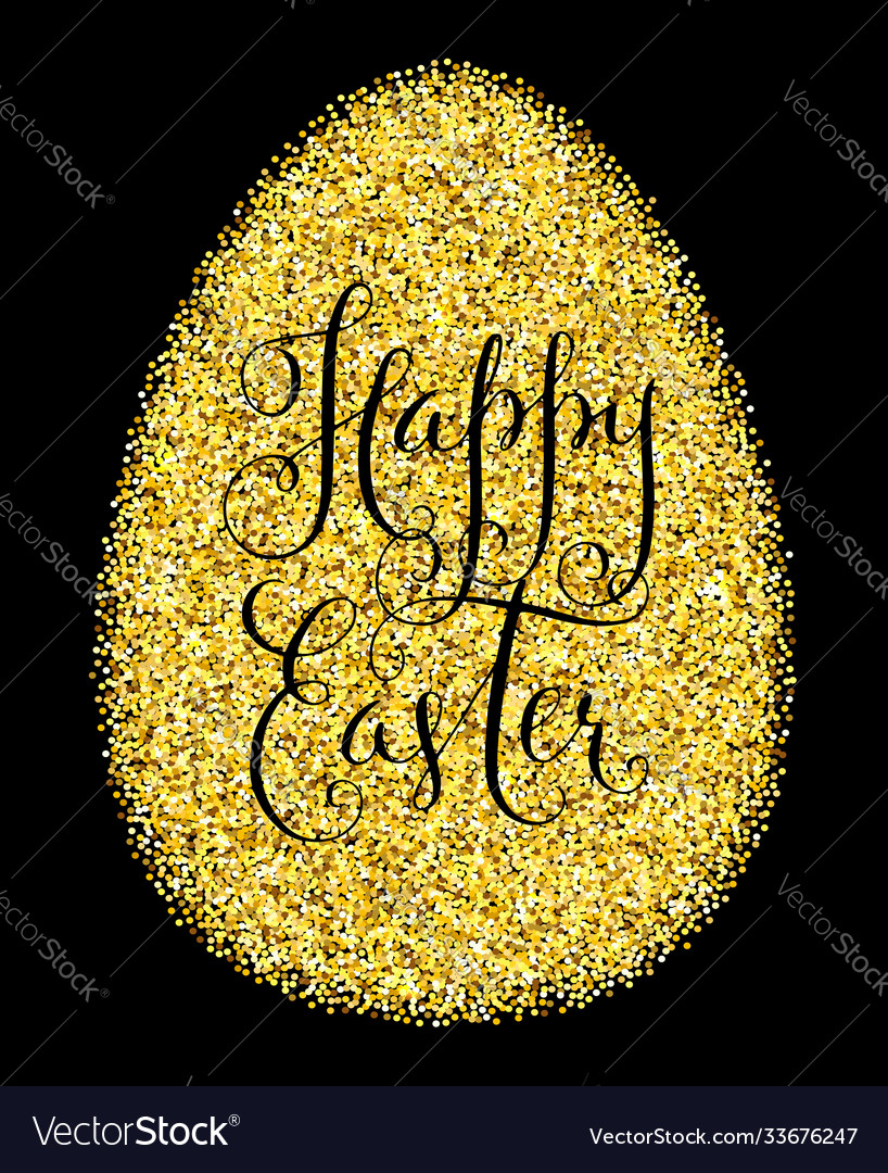 Happy easter gold glitter greeting card Royalty Free Vector