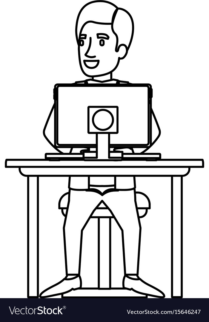 Monochrome silhouette of man with formal suit Vector Image