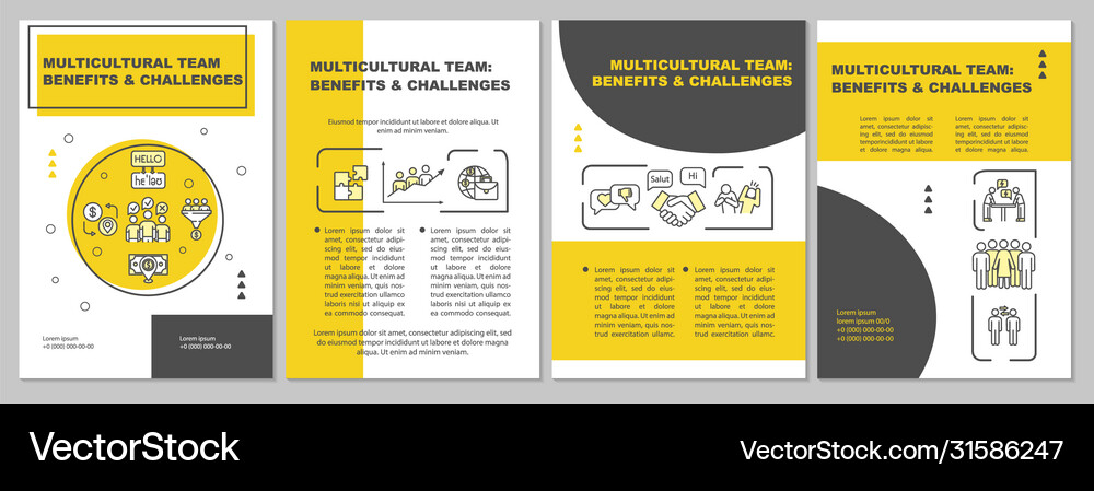 Multiracial team brochure template Royalty Free Vector Image