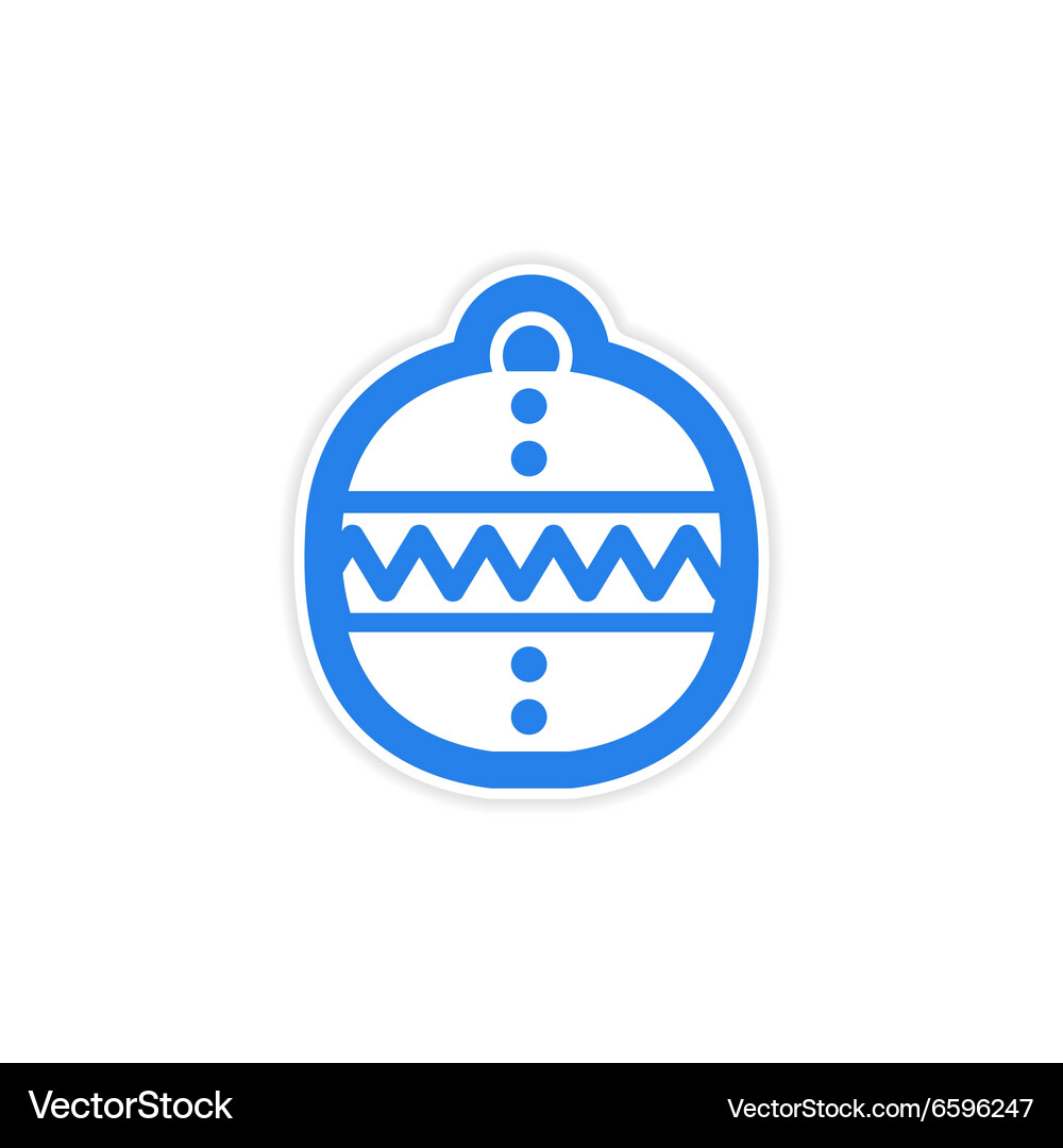 Paper sticker on white background christmas ball Vector Image