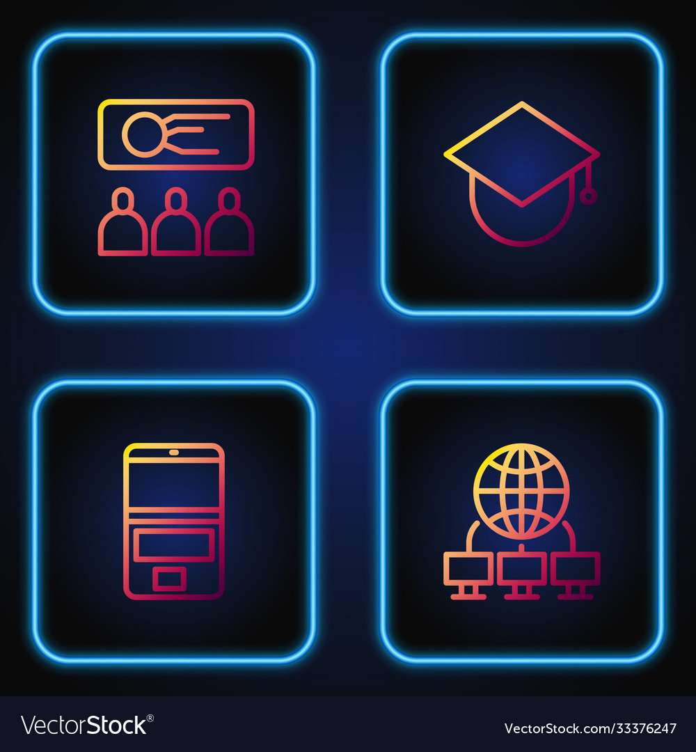 Set line computer network laptop training Vector Image Set line computer network laptop training Vector Image