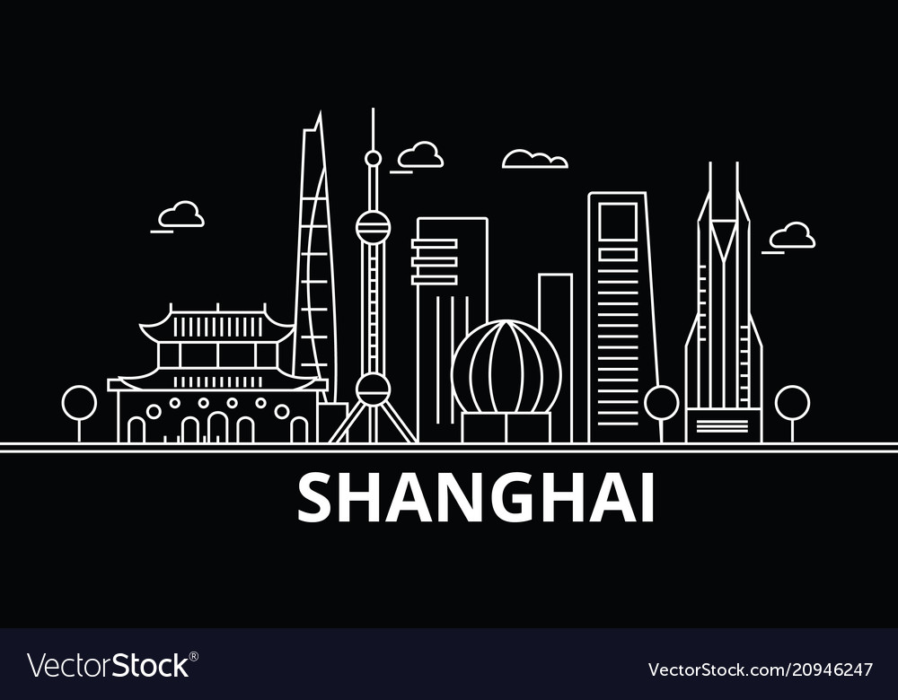 Shanghai silhouette skyline china - shanghai Vector Image Shanghai silhouette skyline china - shanghai Vector Image