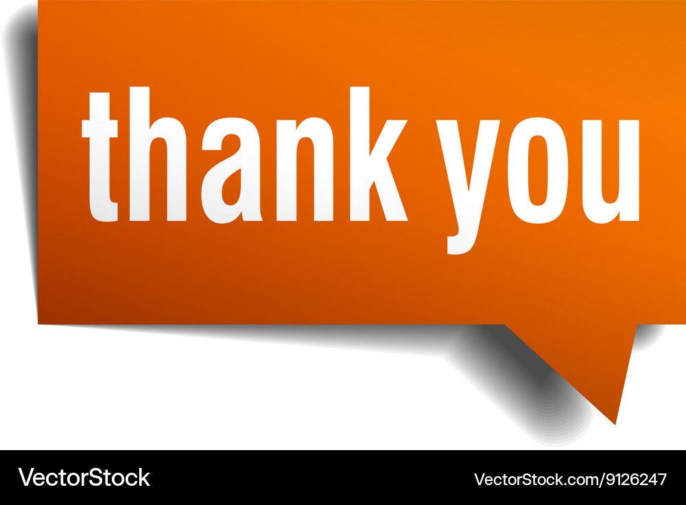 Thank you orange speech bubble isolated on white Vector Image