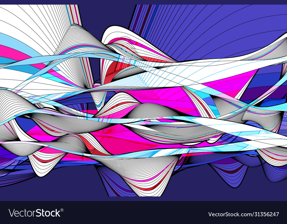 With graphic linear waves Royalty Free Vector Image
