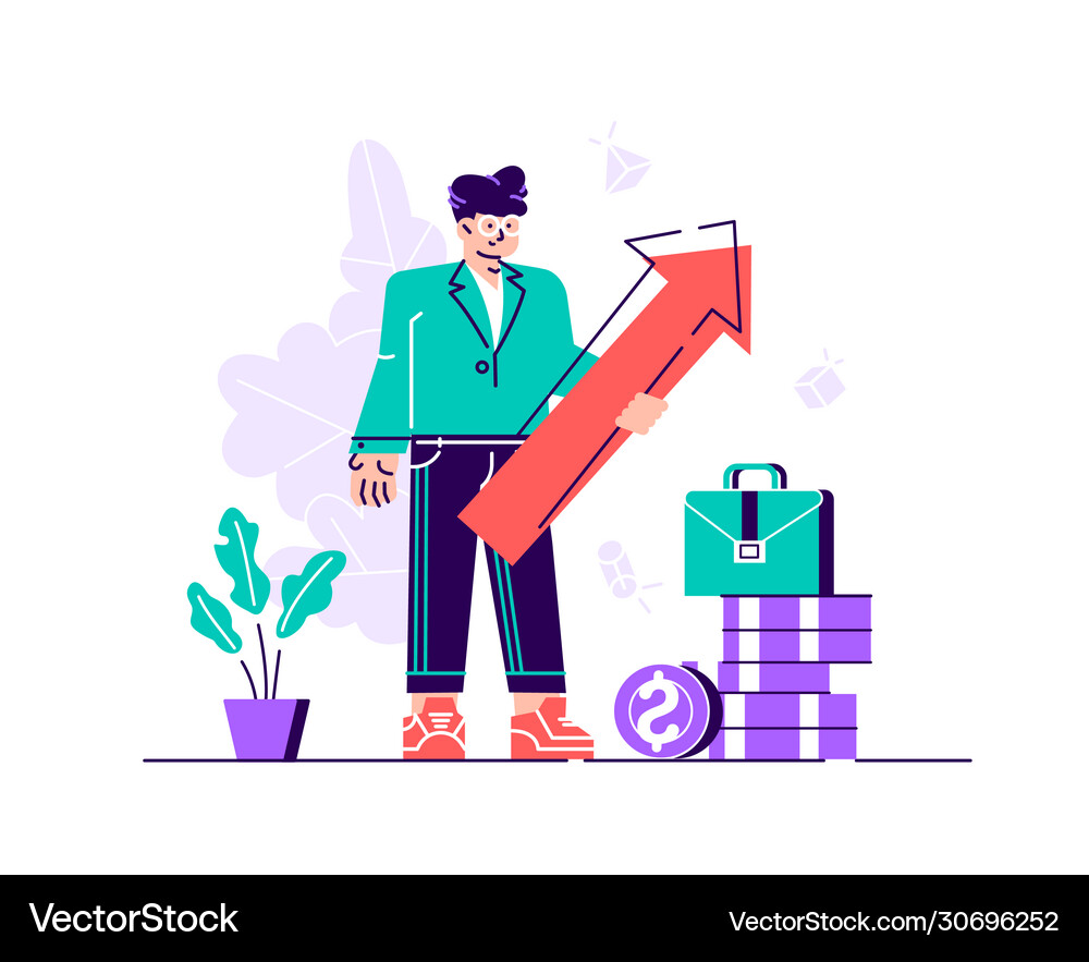 Business man holding arrow Royalty Free Vector Image