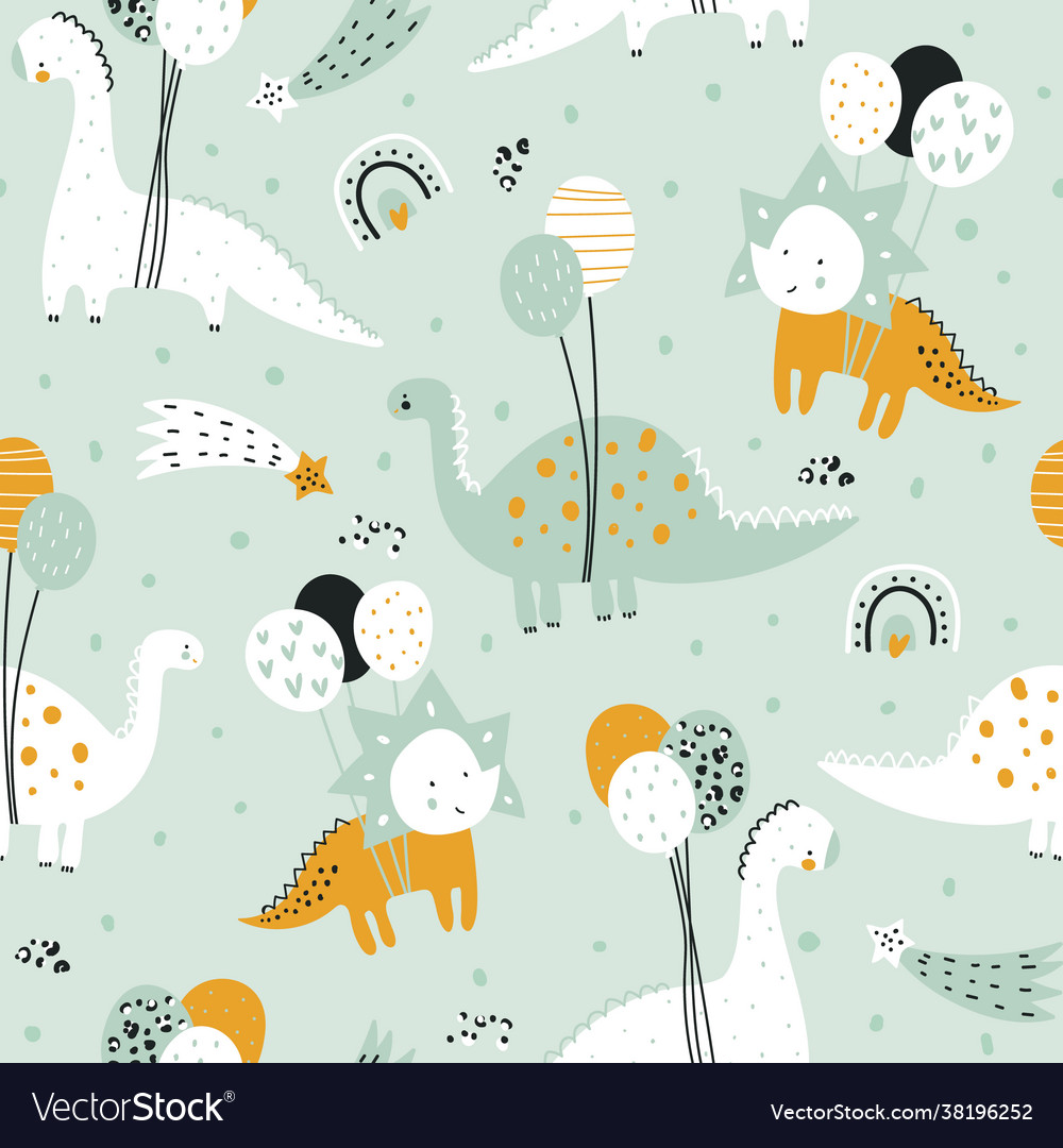 Childish seamless pattern with hand drawn flying Vector Image