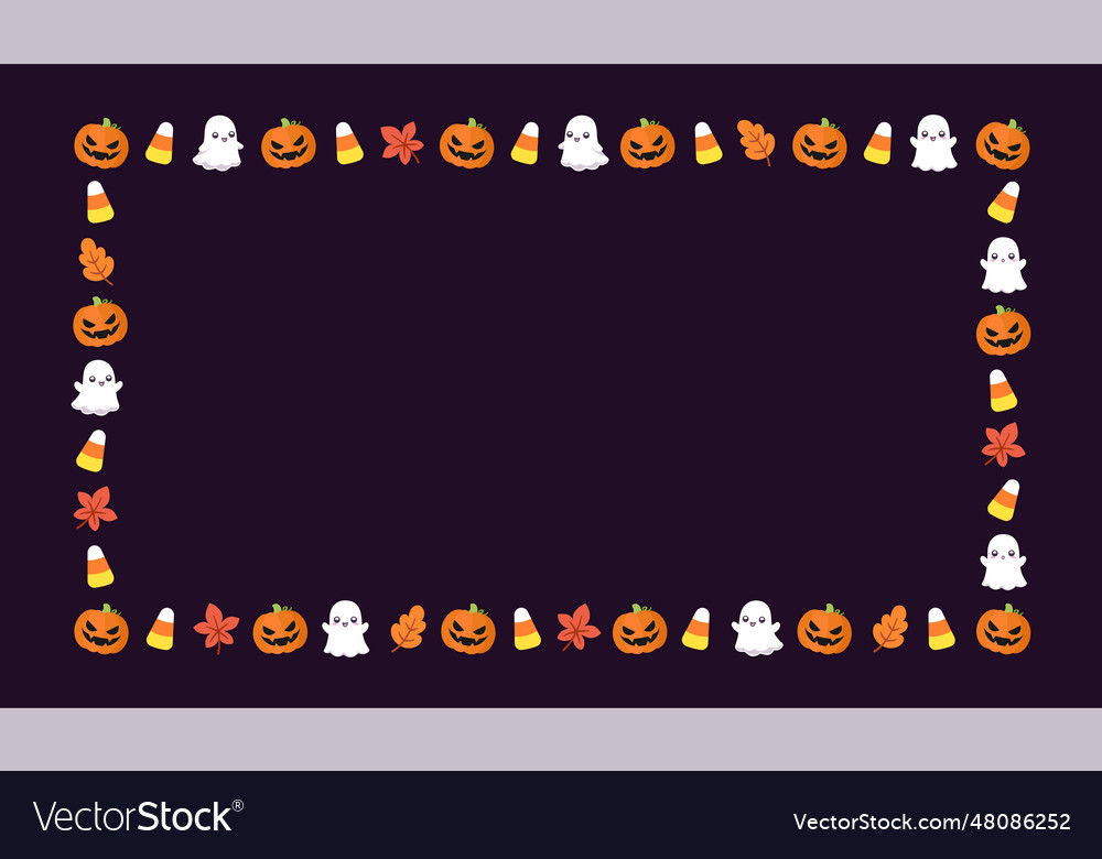 Cute rectangle halloween frame template Royalty Free Vector