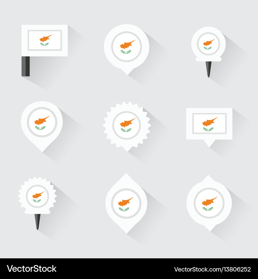 Cyprus flag and pins for infographic map Vector Image