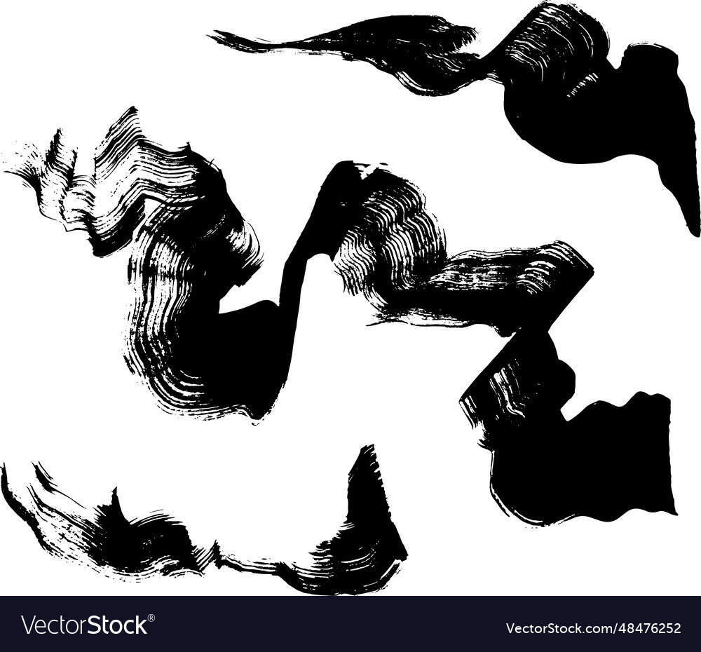 Dry brush wave stroke elements set Royalty Free Vector Image