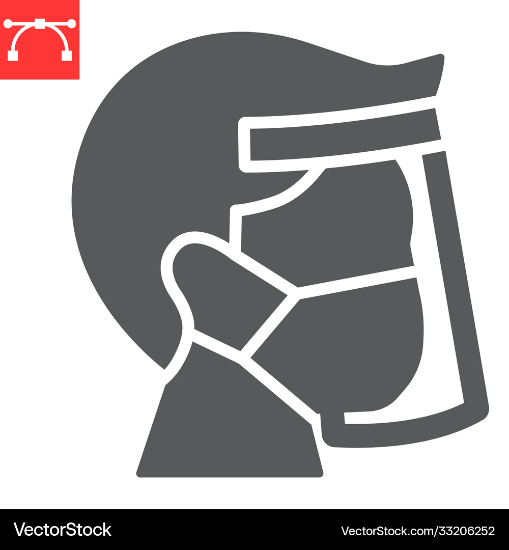 Face shield mask glyph icon protection and covid19