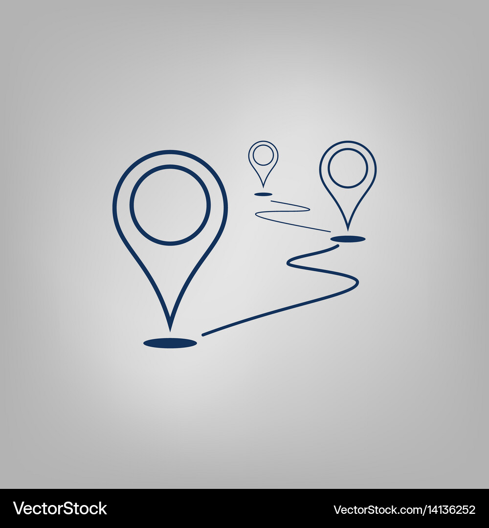 Flat route location icon concept of path Vector Image
