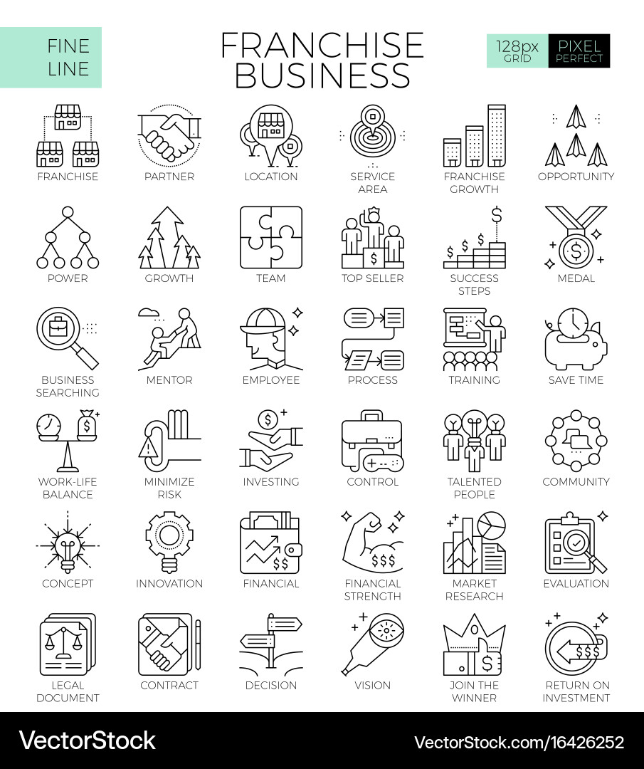 Franchise business icons Royalty Free Vector Image