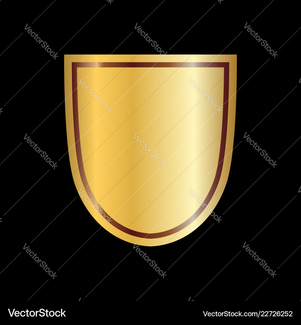 Gold shield shape icon 3d golden emblem sign Vector Image