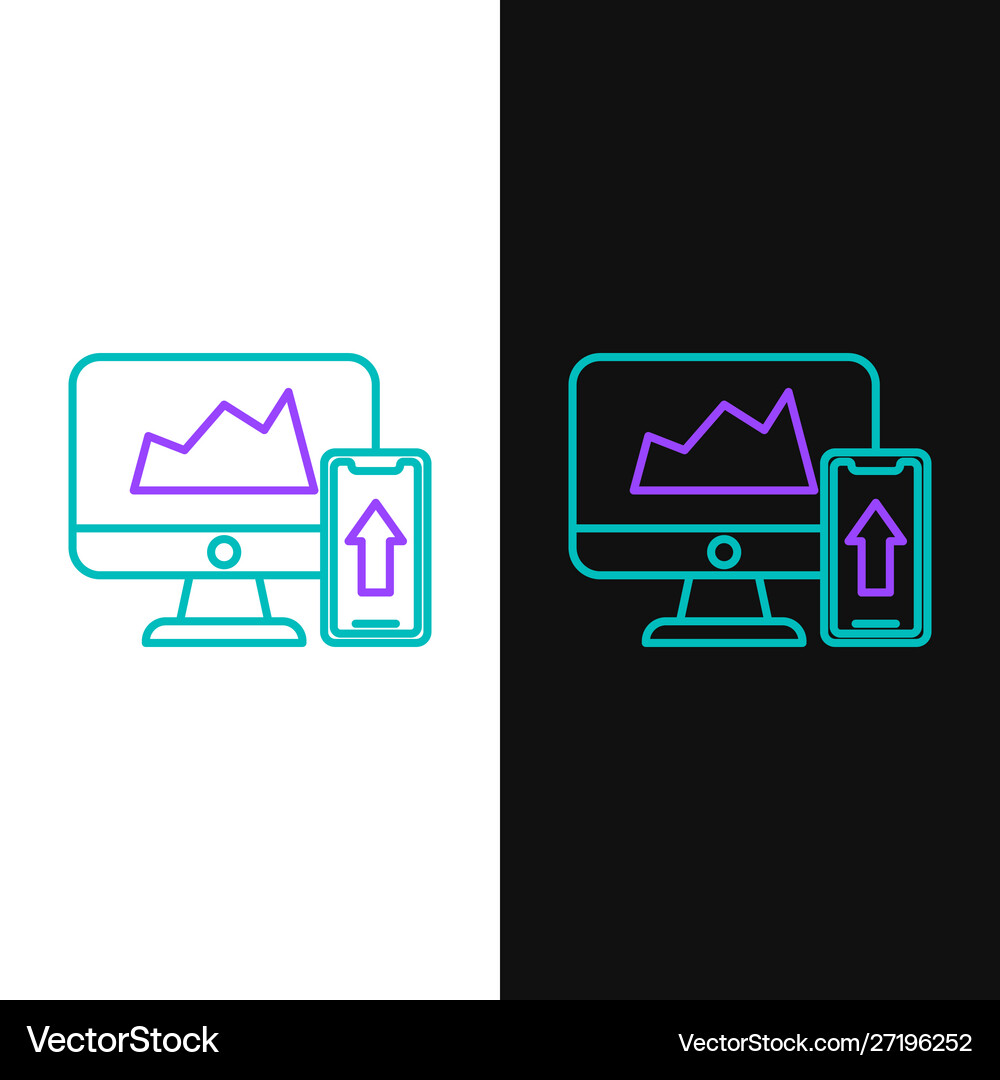Green and purple line financial chart or graph Vector Image