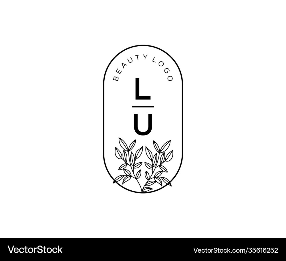 Initial lu letters beautiful floral feminine Vector Image