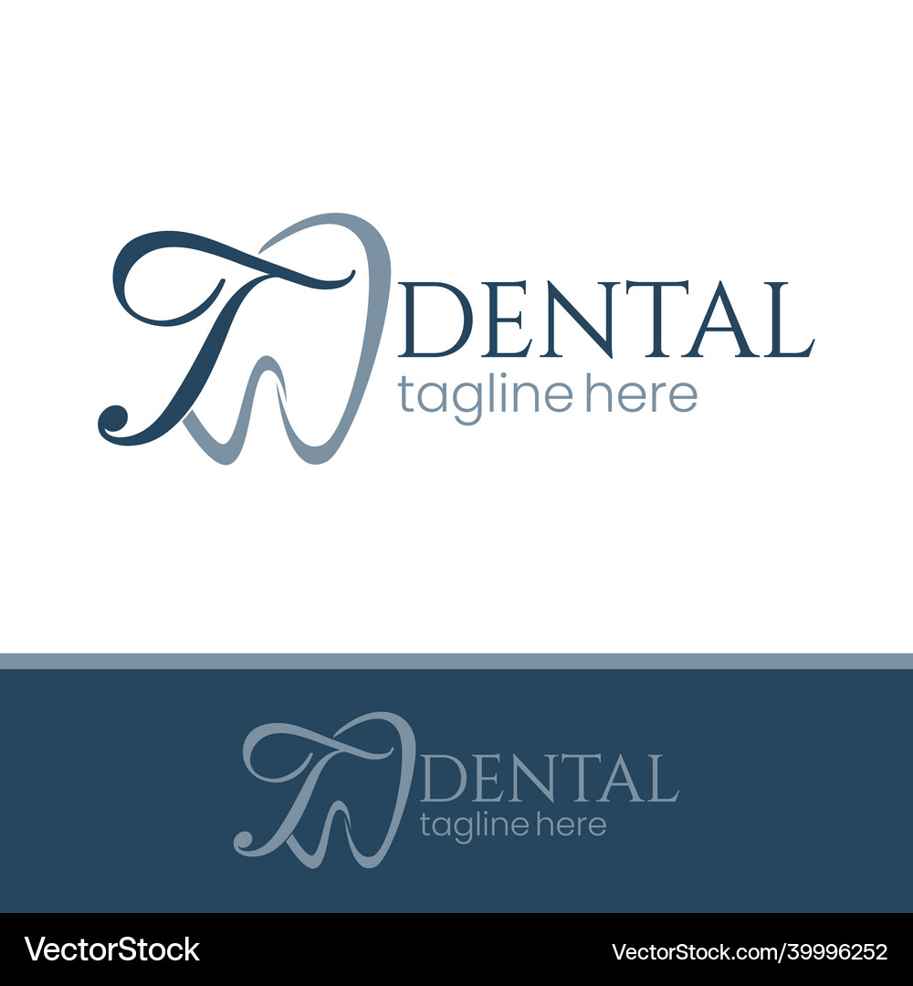 Letter t tooth dental logo design Royalty Free Vector Image