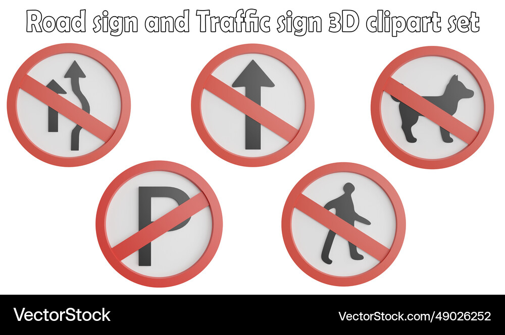 Road sign and traffic clipart element Royalty Free Vector