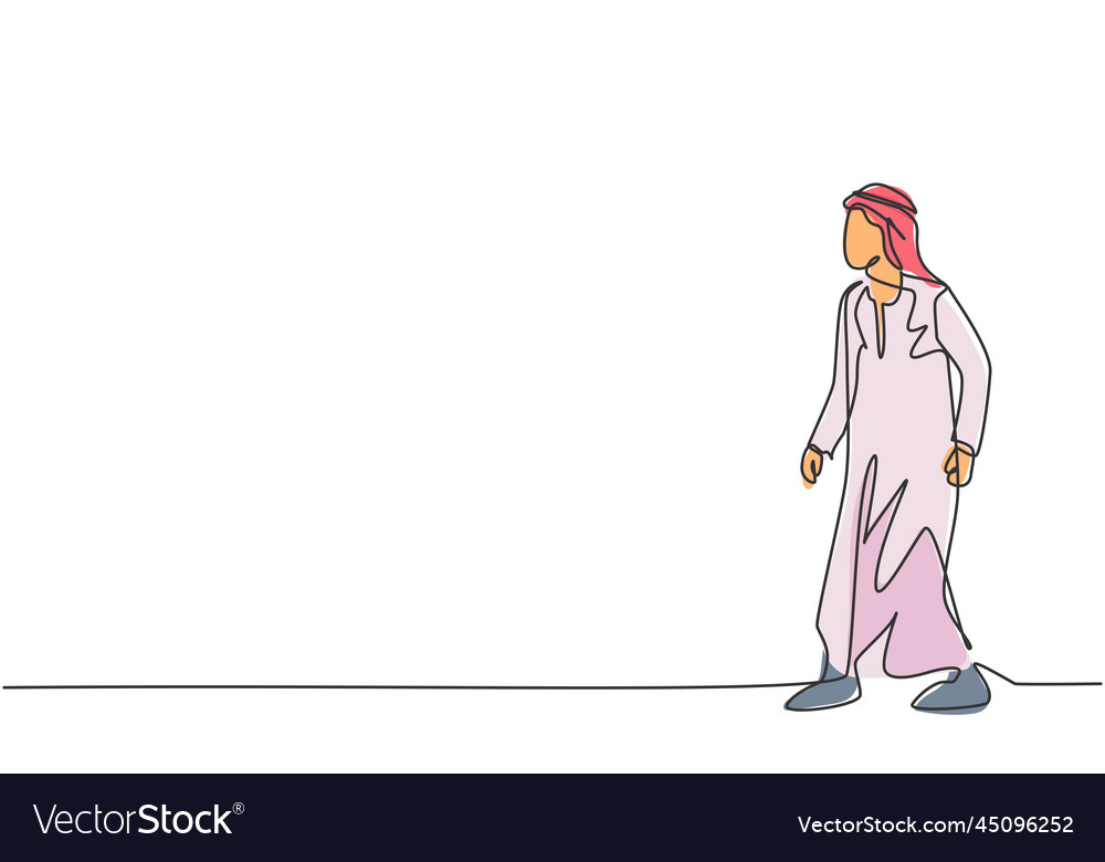 Single continuous line drawing of young arab Vector Image Single continuous line drawing of young arab Vector Image