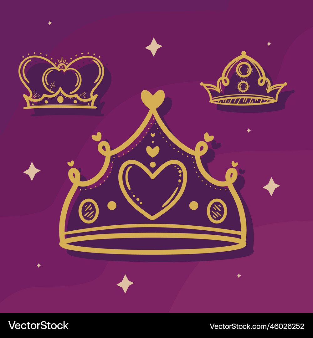 Three golden crowns Royalty Free Vector Image - VectorStock