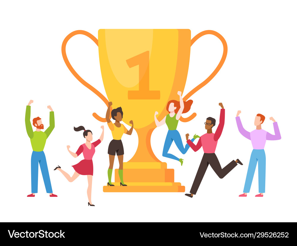 Trophy cup concept success business team Vector Image