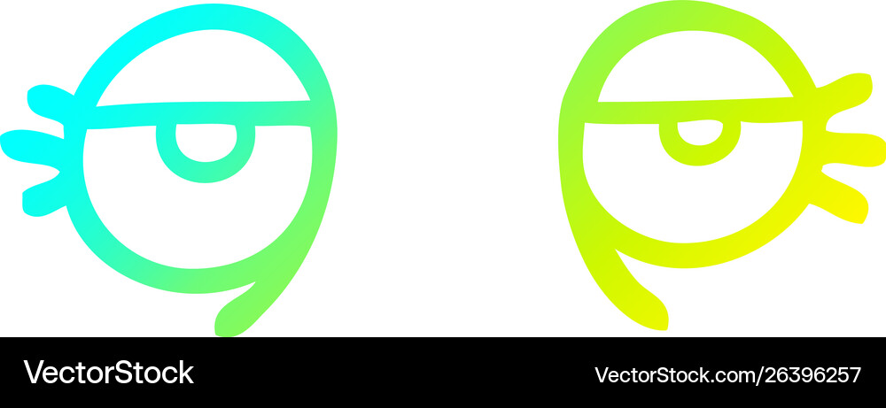 Cold gradient line drawing cartoon tired eyes Vector Image